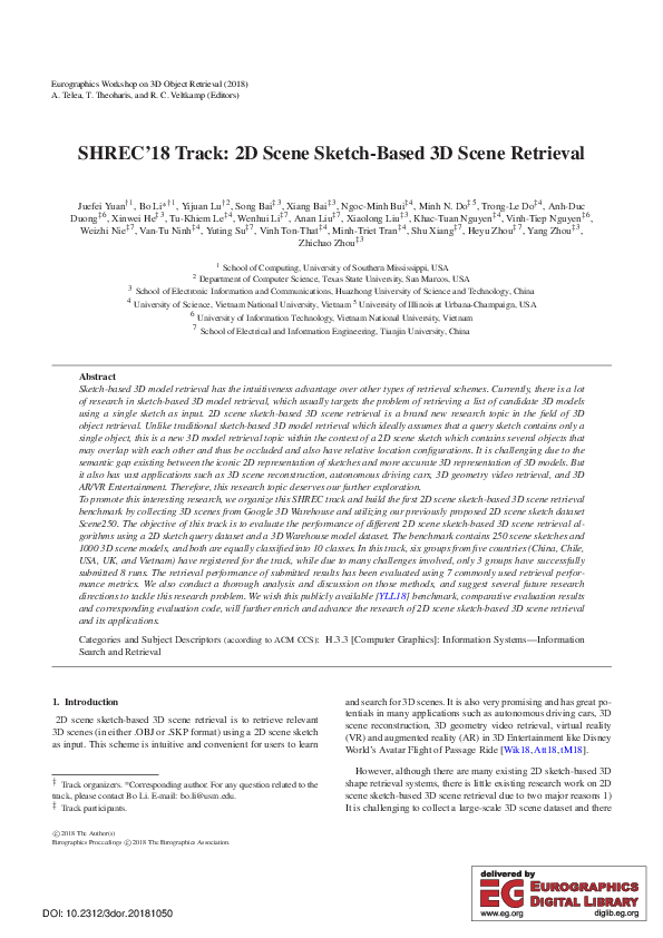 (PDF) SHREC\u2718 Track: 2D Scene Sketch-Based 3D Scene Retrieval