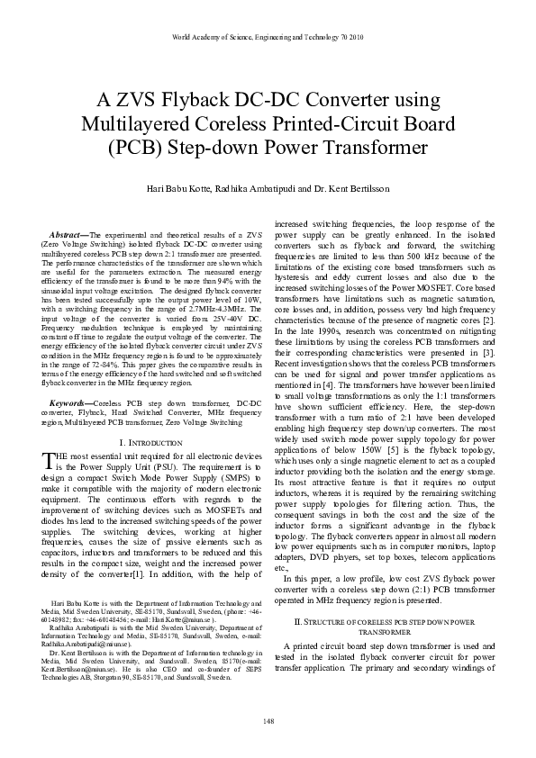 (PDF) A Zvs Flyback Dc-Dc Converter Using Multilayered Coreless Printed ...