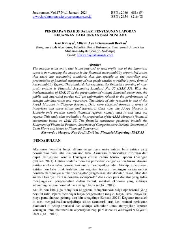 (PDF) Penerapan Isak 35 Dalam Penyusunan Laporan Keuangan Pada ...