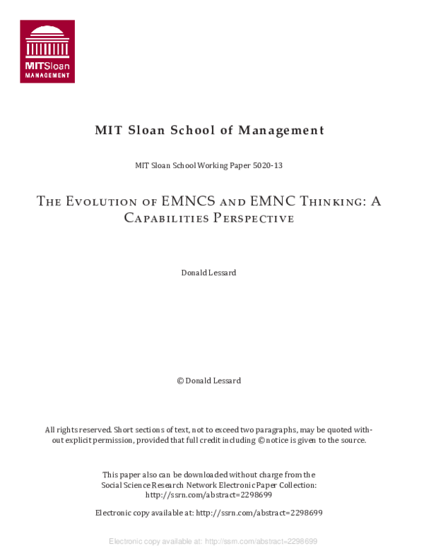 (PDF) The Evolution of EMNCS and EMNC Thinking: A Capabilities Perspective