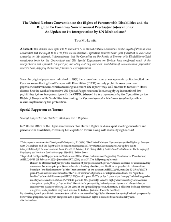 (PDF) The United Nations Convention on the Rights of Persons with ...