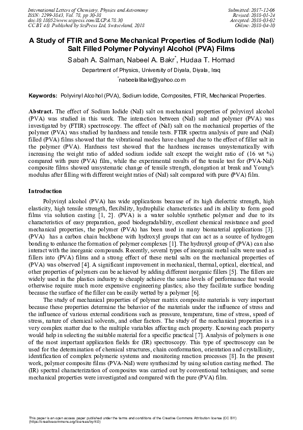 (PDF) A Study of FTIR and some Mechanical Properties of Sodium Iodide ...