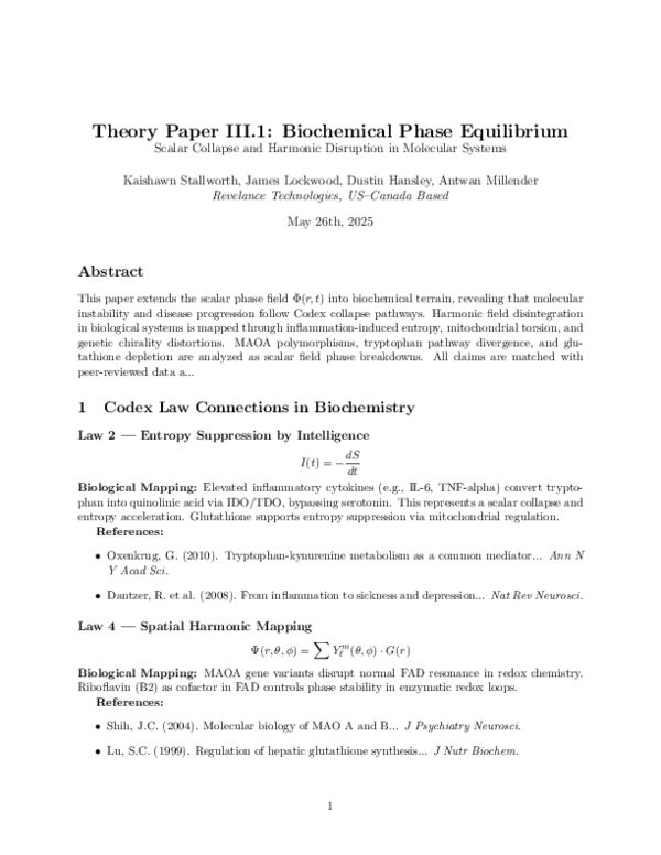 (PDF) Theory Paper III.1: Biochemical Phase Equilibrium Scalar Collapse ...