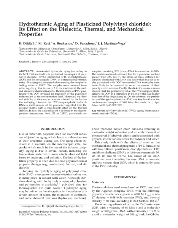 (PDF) Hydrothermic aging of plasticized poly(vinyl chloride): Its ...