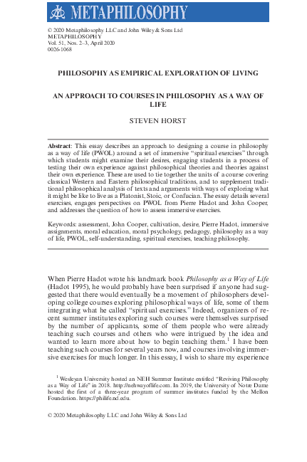 (PDF) Philosophy as Empirical Exploration of Living