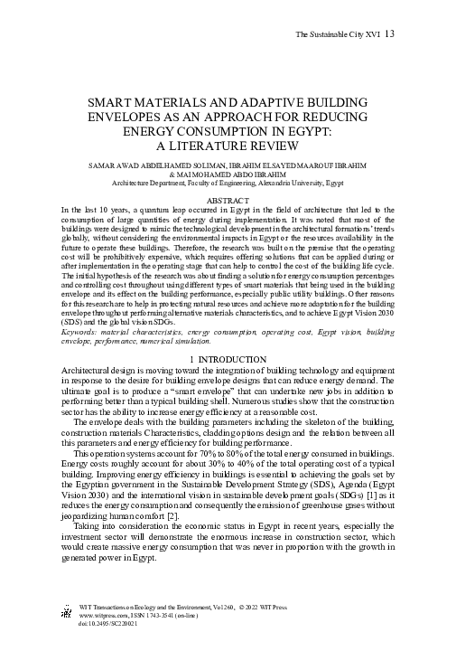 (PDF) Smart Materials and Adaptive Building Envelopes as an Approach ...