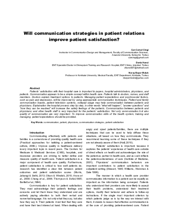 (PDF) Will communication strategies in patient relations improve ...