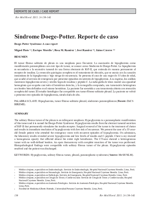 (PDF) Síndrome Doege-Potter. Reporte de caso Doege-Potter Syndrome: A ...