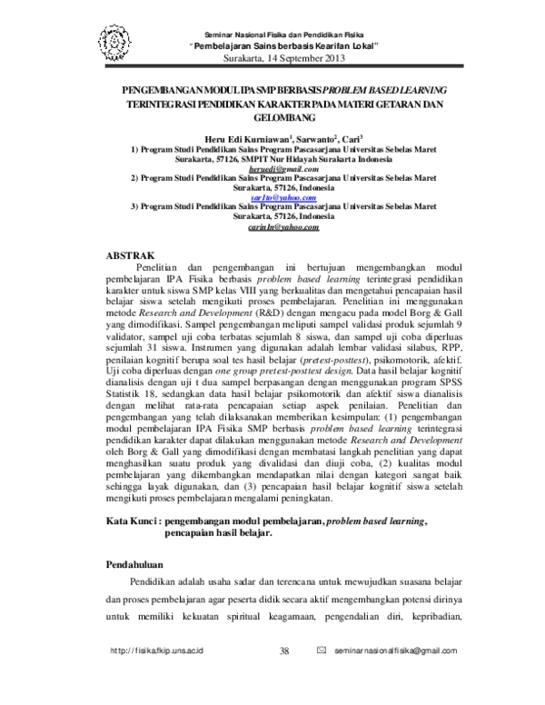 (PDF) Pengembangan Modul Ipa SMP Berbasis Problem Based Learning ...