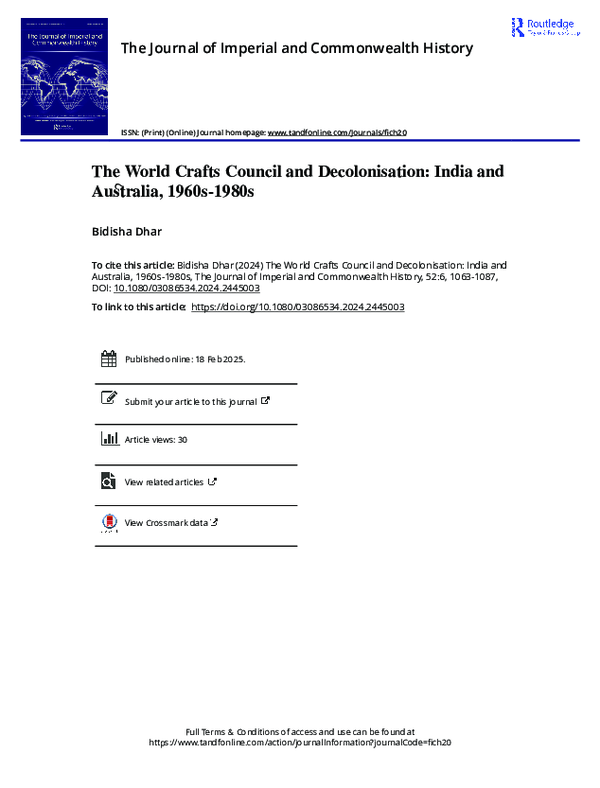 (PDF) The World Crafts Council and Decolonisation: India and Australia ...