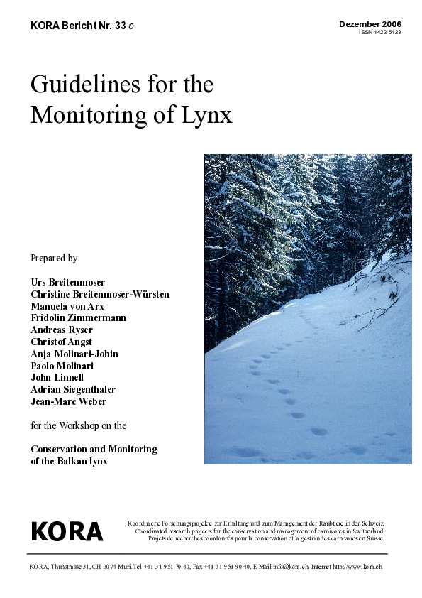 (PDF) Guidelines for the Monitoring of Lynx