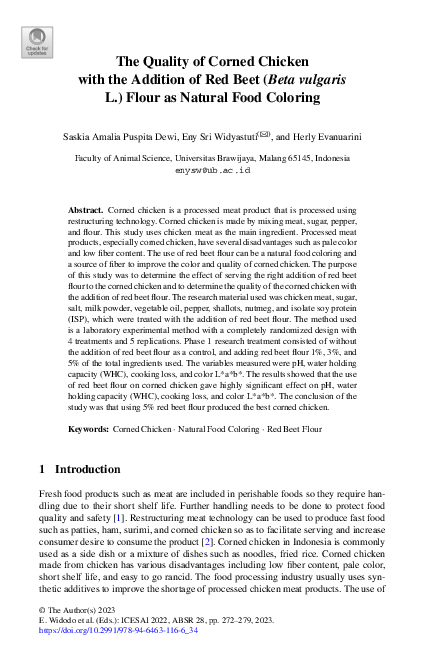(PDF) The Quality of Corned Chicken with the Addition of Red Beet (Beta ...