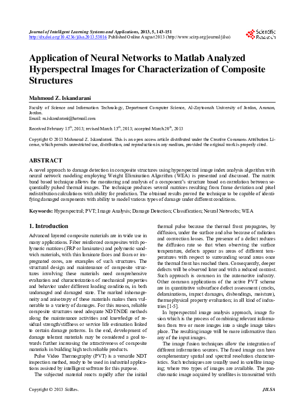 (PDF) Application of Neural Networks to Matlab Analyzed Hyperspectral Images for ...