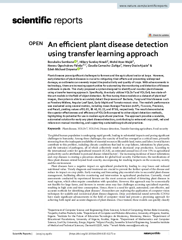 (PDF) An efficient plant disease detection using transfer learning approach