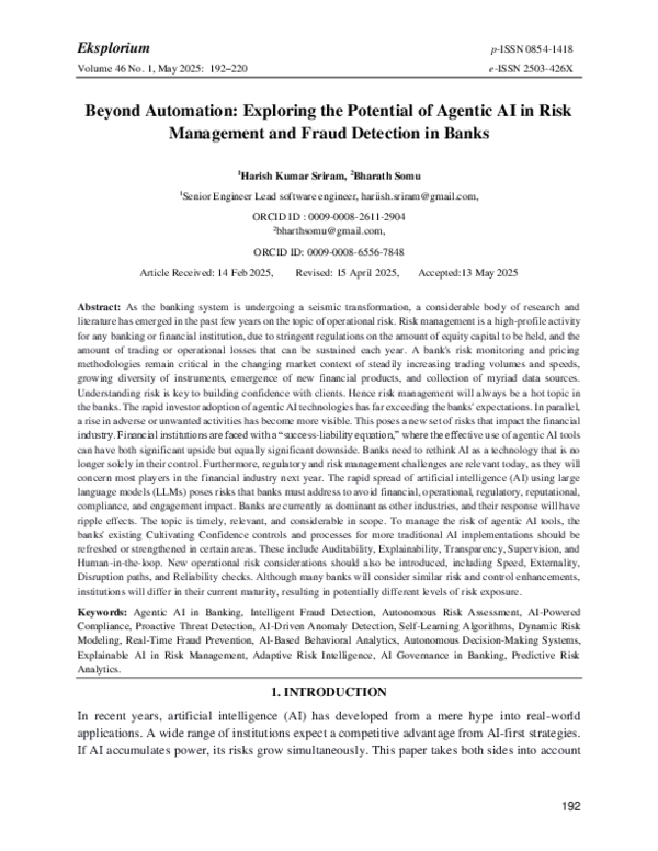 (PDF) Beyond Automation: Exploring the Potential of Agentic AI in Risk ...