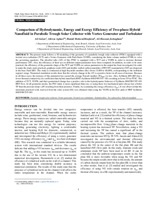 (PDF) Comparison of Hydrodynamic, Energy and Exergy Efficiency of Two ...