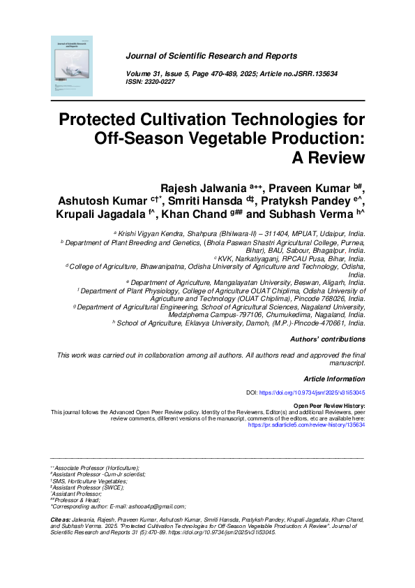 (PDF) Protected Cultivation Technologies for Off-Season Vegetable ...