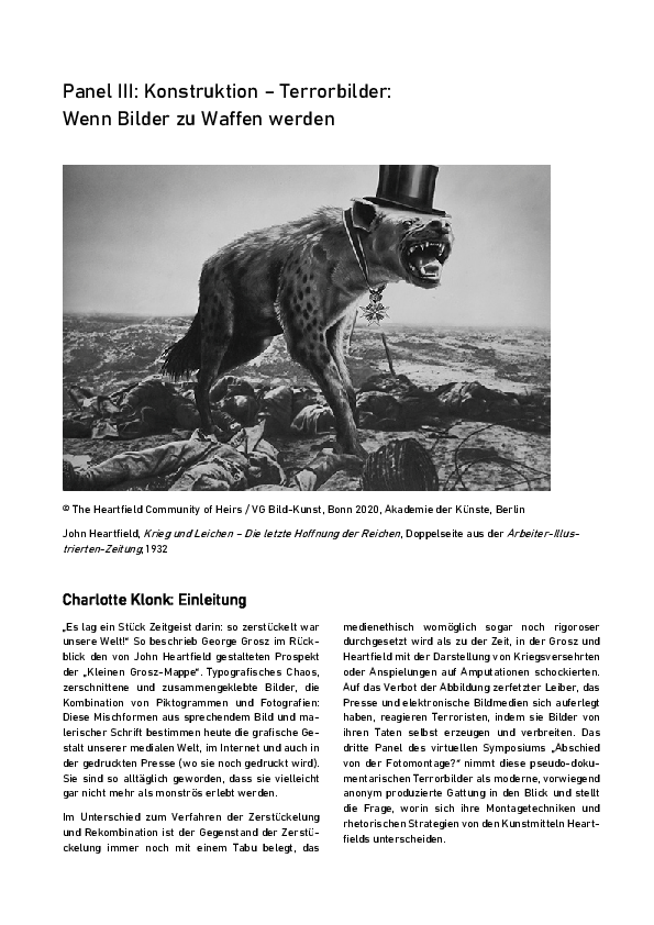 (PDF) Dialektische Montagen? John Heartfield und Peter Jackson ...