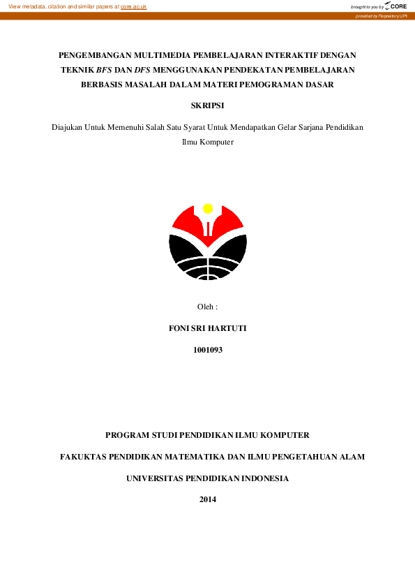 (PDF) Pengembangan Multimedia Pembelajaran Interaktif Dengan Teknik BFS Dan DFS Menggunakan ...