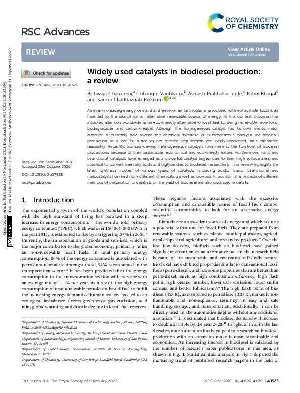 (PDF) Widely used catalysts in biodiesel production: a review