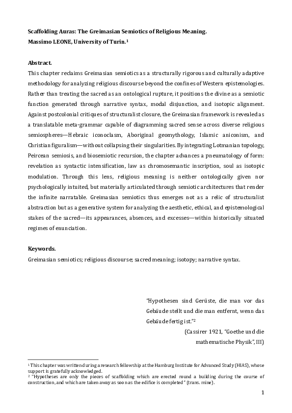 (PDF) 2025 - Scaffolding Auras: The Greimasian Semiotics of Religious ...