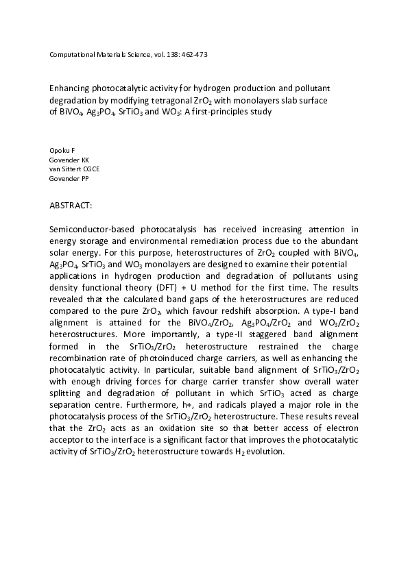 (PDF) Enhancing photocatalytic activity for hydrogen production and ...