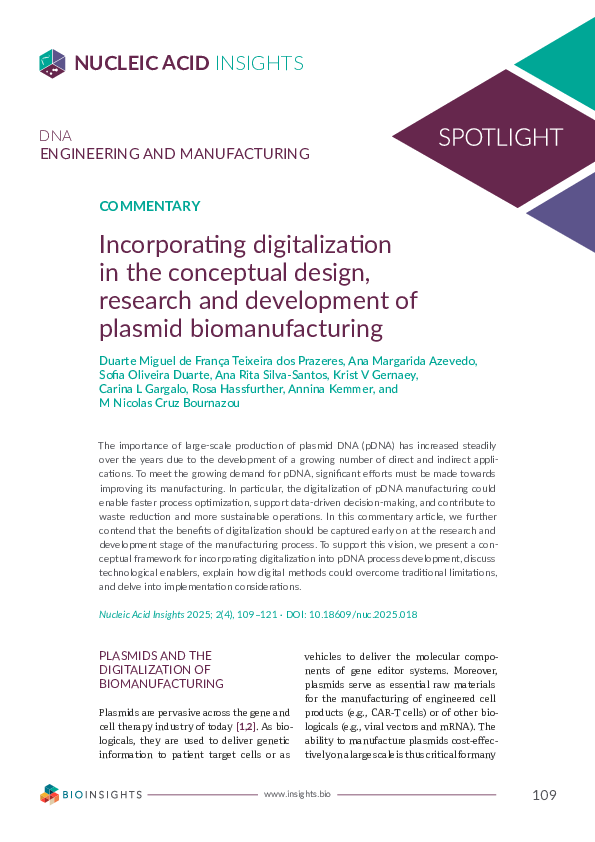 (PDF) Incorporating digitalization in the conceptual design, research and development of plasmid ...