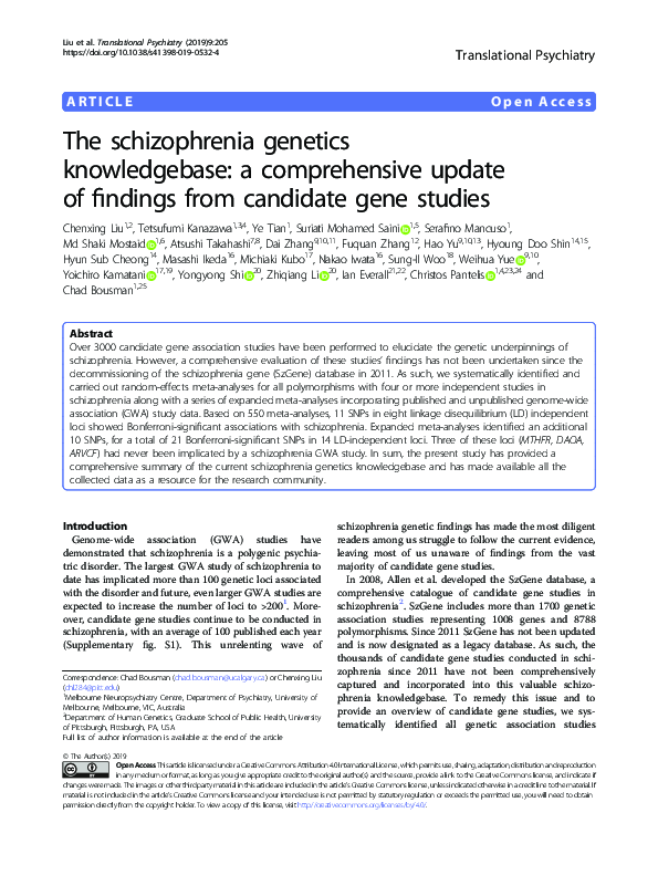 (PDF) The schizophrenia genetics knowledgebase: a comprehensive update ...