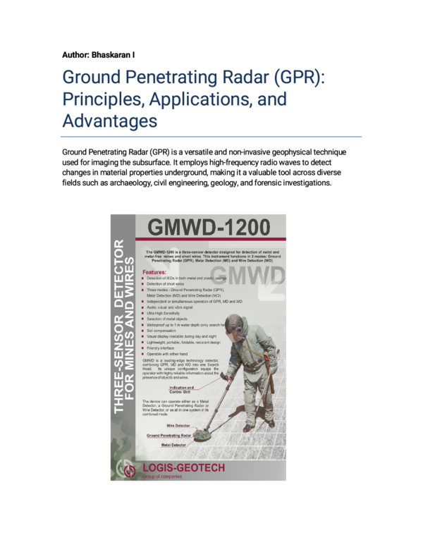 (PDF) Ground Penetrating Radar (GPR): Principles, Applications, and Advantages