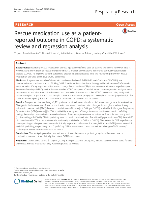 (PDF) Rescue medication use as a patient-reported outcome in COPD: a ...