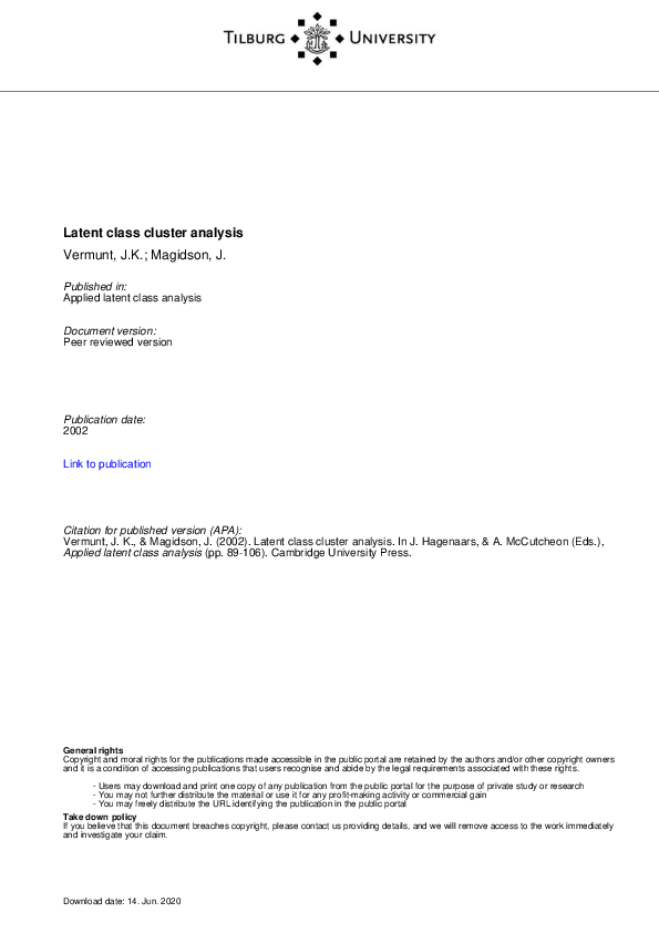 (PDF) Latent Class Cluster Analysis
