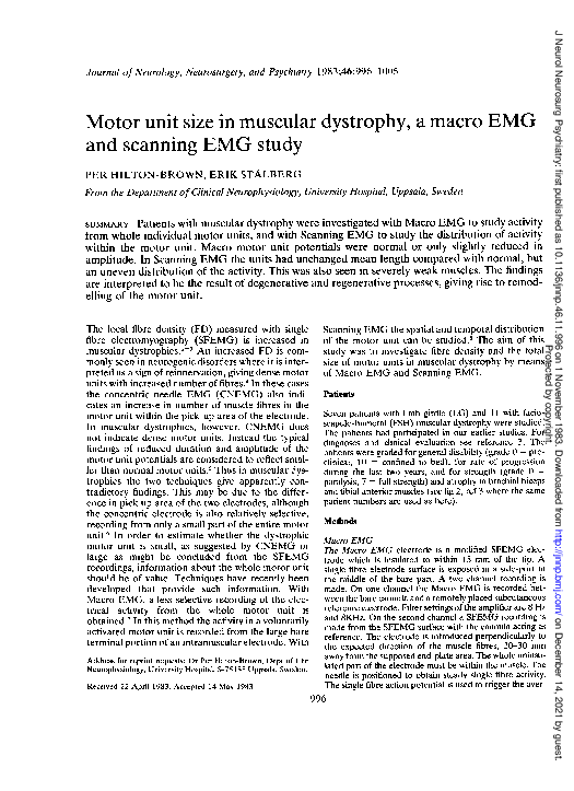 (PDF) Motor unit size in muscular dystrophy, a macro EMG and scanning ...