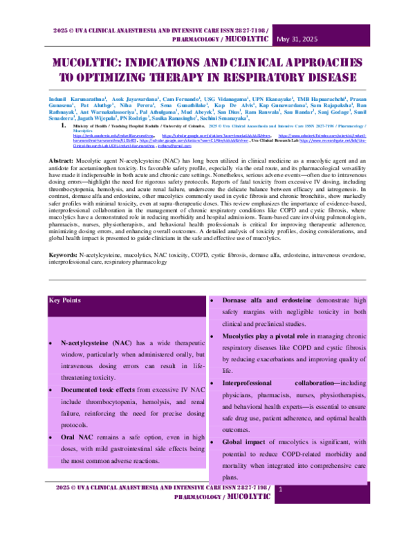 (PDF) Mucolytic: Indications and Clinical Approaches to Optimizing ...
