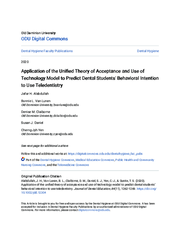 (PDF) Application of the unified theory of acceptance and use of technology model to predict ...