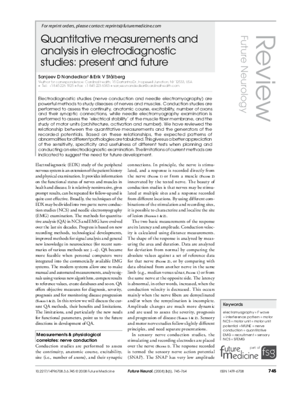 (PDF) Quantitative measurements and analysis in electrodiagnostic ...