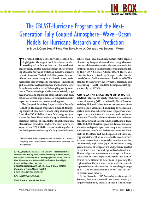 (PDF) The CBLAST-Hurricane Program and the Next-Generation Fully ...