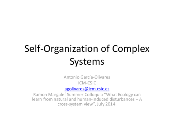 (PDF) Self-Organization in Complex Systems
