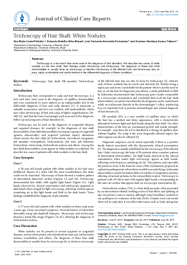 (PDF) Trichoscopy of Hair Shaft: White Nodules
