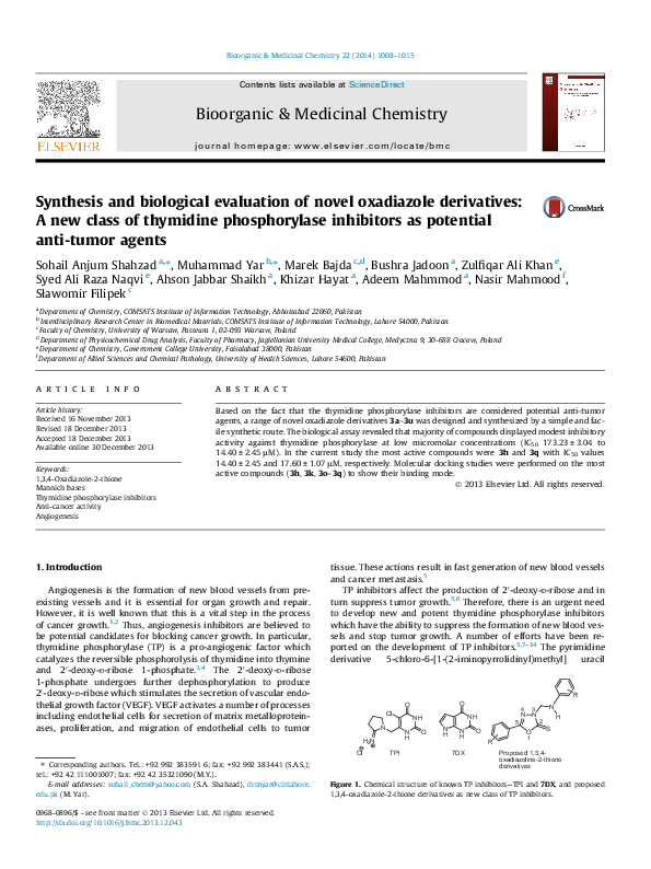(PDF) Synthesis and biological evaluation of novel oxadiazole ...