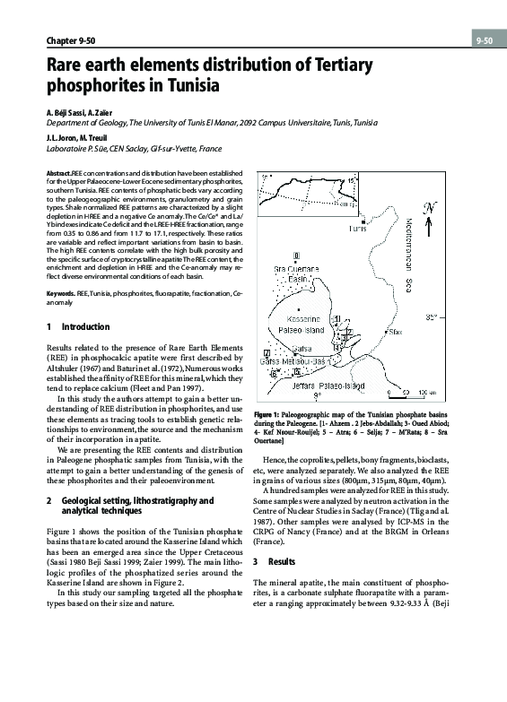 (PDF) Rare earth elements distribution of Tertiary phosphorites in Tunisia