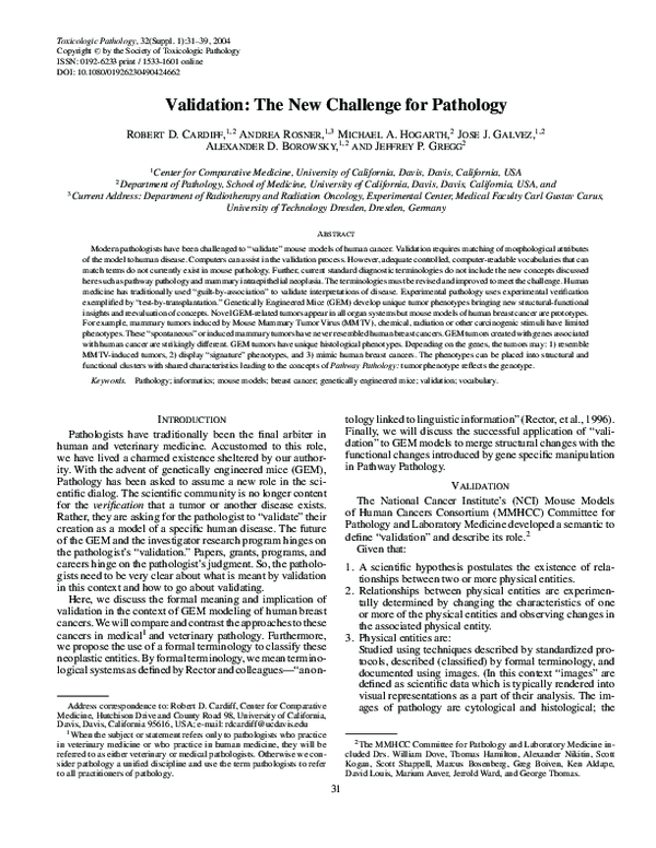 (PDF) Validation: The New Challenge for Pathology