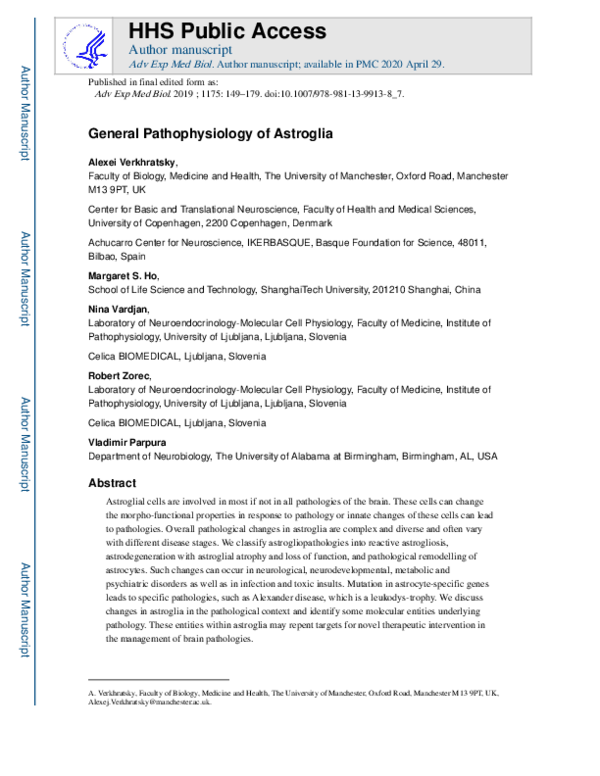 (PDF) General Pathophysiology of Astroglia