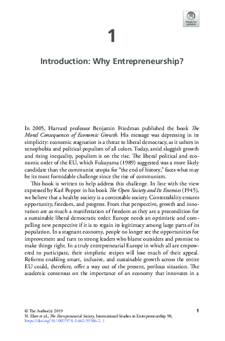 (PDF) Introduction: Why Entrepreneurship?