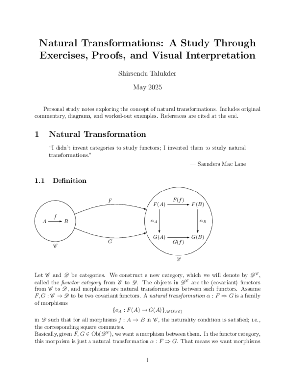 (PDF) Natural Transformations: A Study Through Exercises, Proofs, and Visual Interpretation