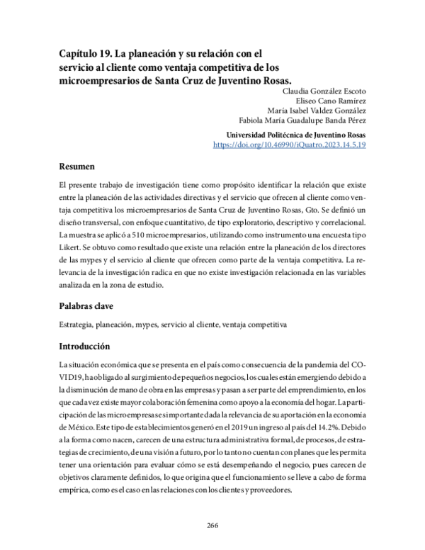 (PDF) Capítulo 19. La planeación y su relación con el servicio al cliente como ventaja ...