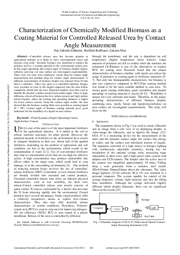 (PDF) Characterization Of Chemically Modified Biomass As A Coating ...