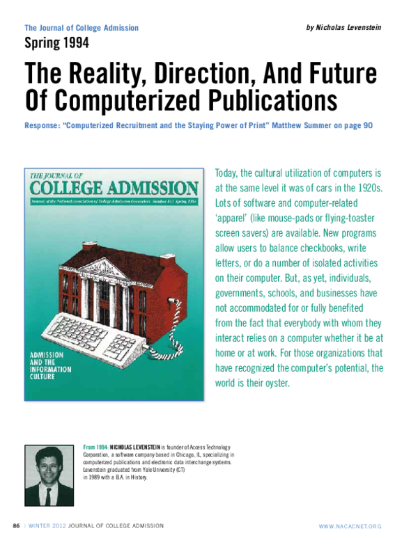 (PDF) The Reality, Direction, and Future of Computerized Publications