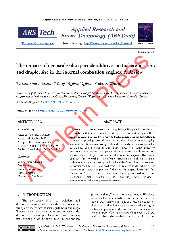 (PDF) The impacts of nanoscale silica particle additives on fuel ...