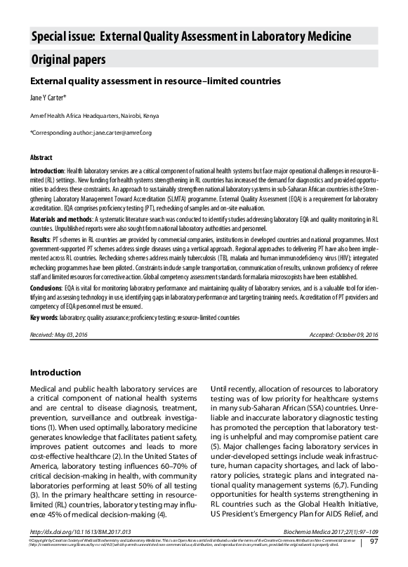 (PDF) External quality assessment in resource–limited countries