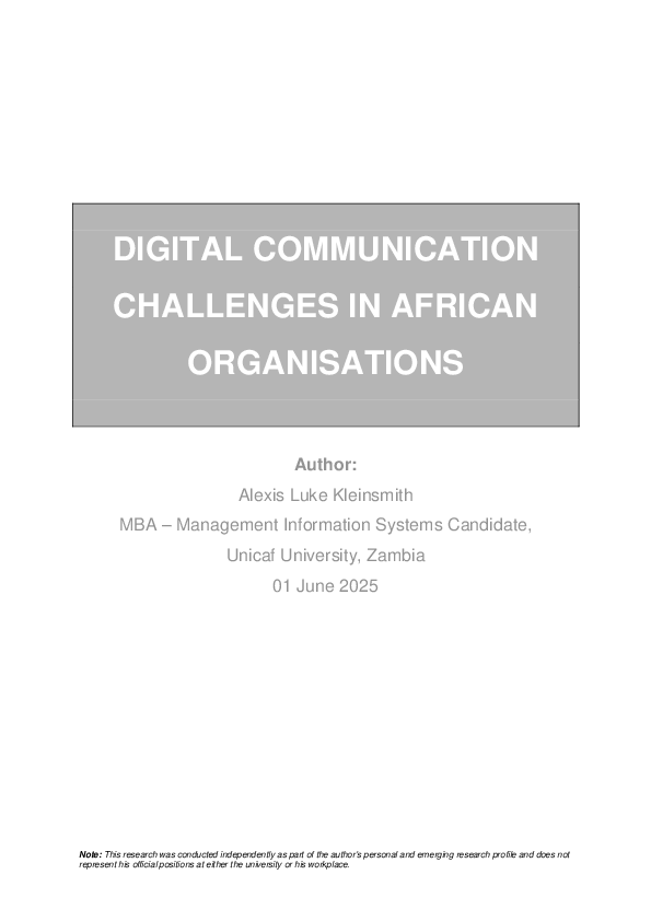 (PDF) Digital communication challenges in African organisations